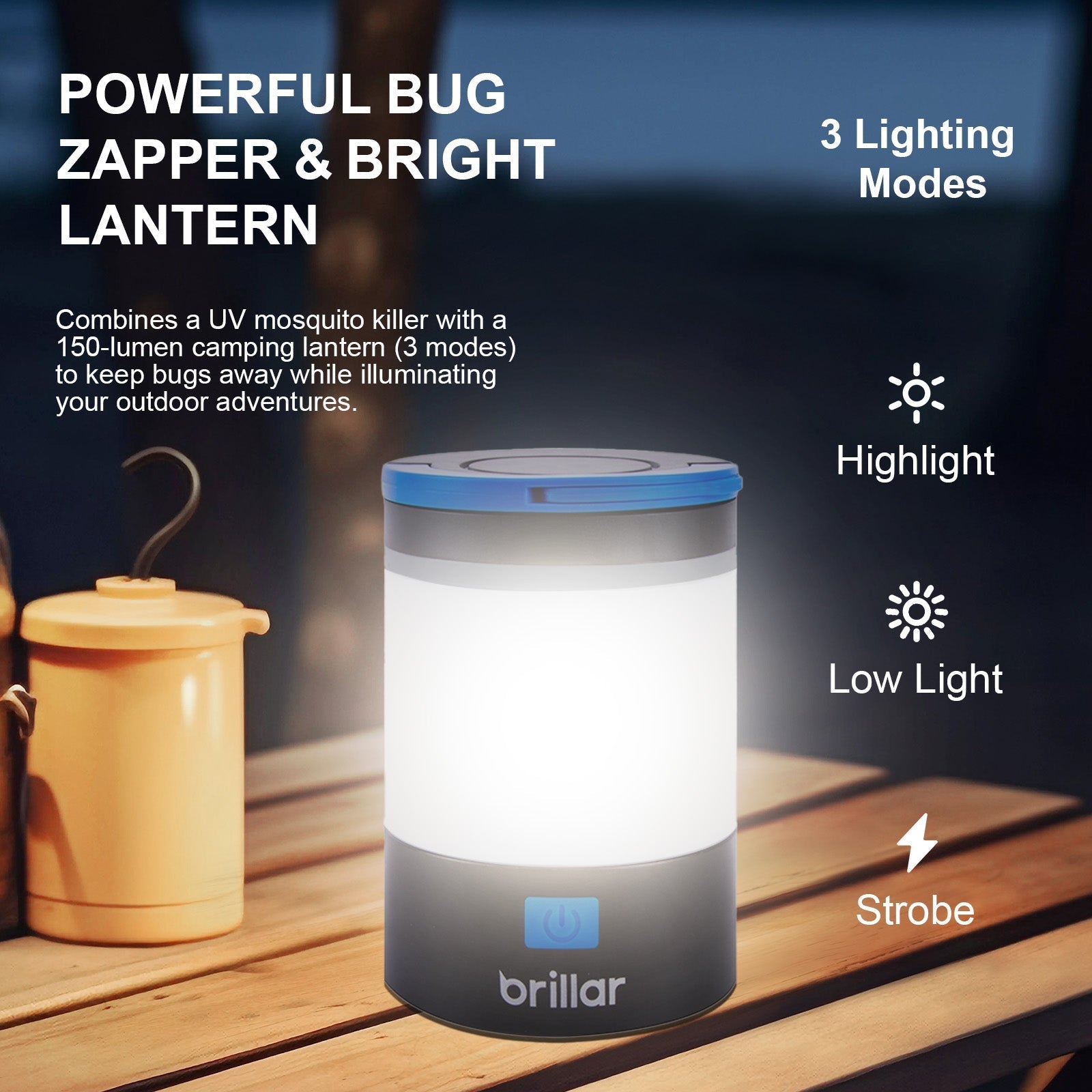 Brillar 3-in-1 Camping Bug Zapper — Light Up Your Night, Keep Bugs Awa ...