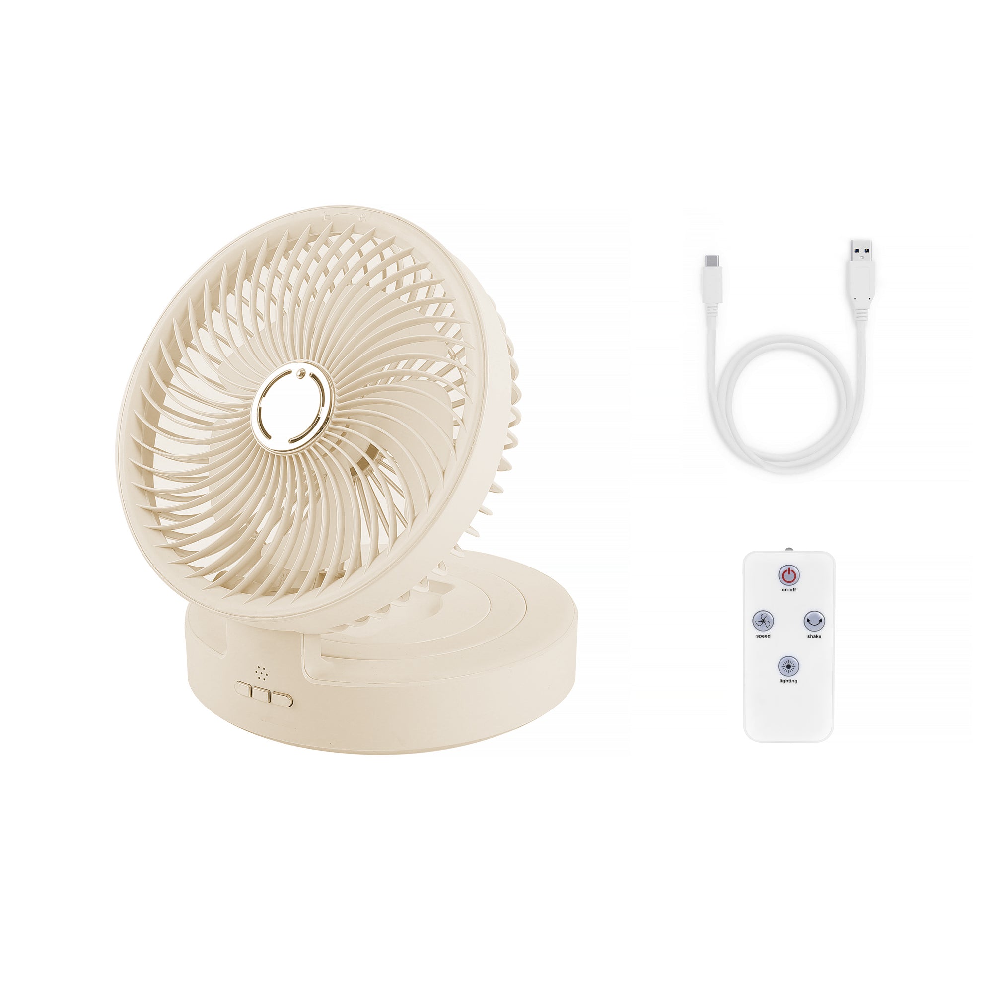 USB Rechargeable Auto-Oscillation Cordless Fan with Remote & Night Lig ...