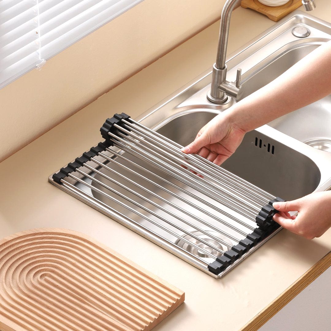 Silver Over Sink Draining Rack with Anti-Slip Grips – Online Homewares